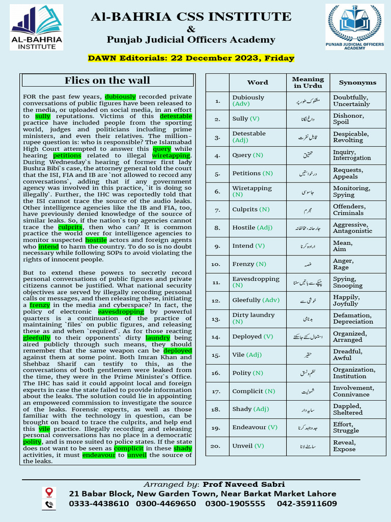 Dawn Editorials (22 December 2023) | PDF | International Monetary Fund | Pakistan