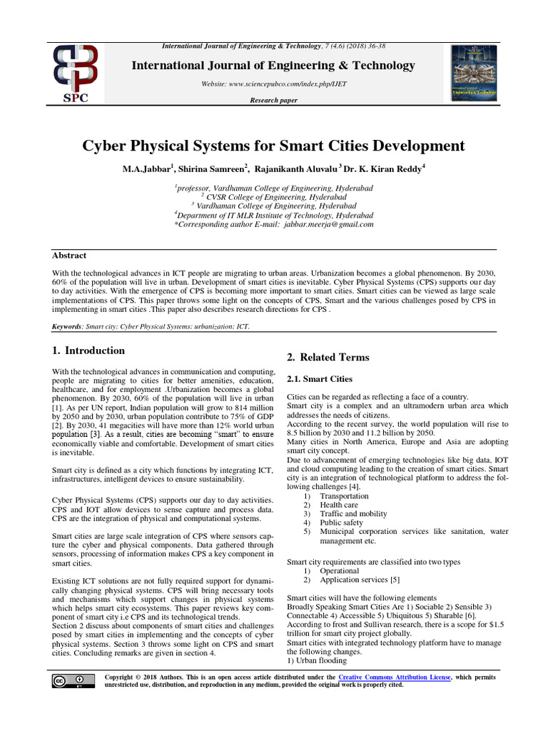 Cyber Physical Systems For Smart Cities | PDF