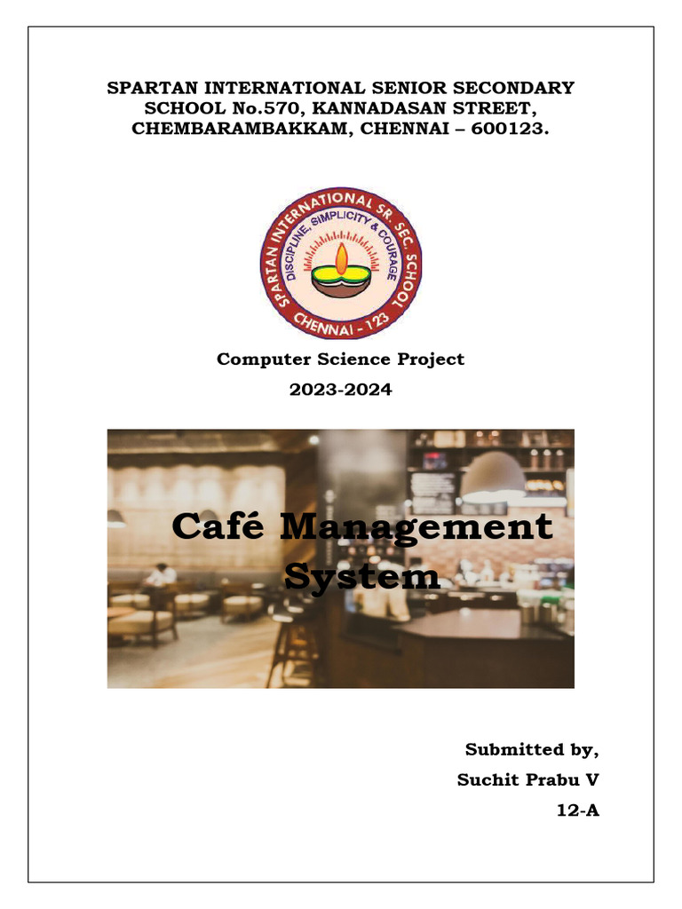 Cafe Management System Source Code | PDF