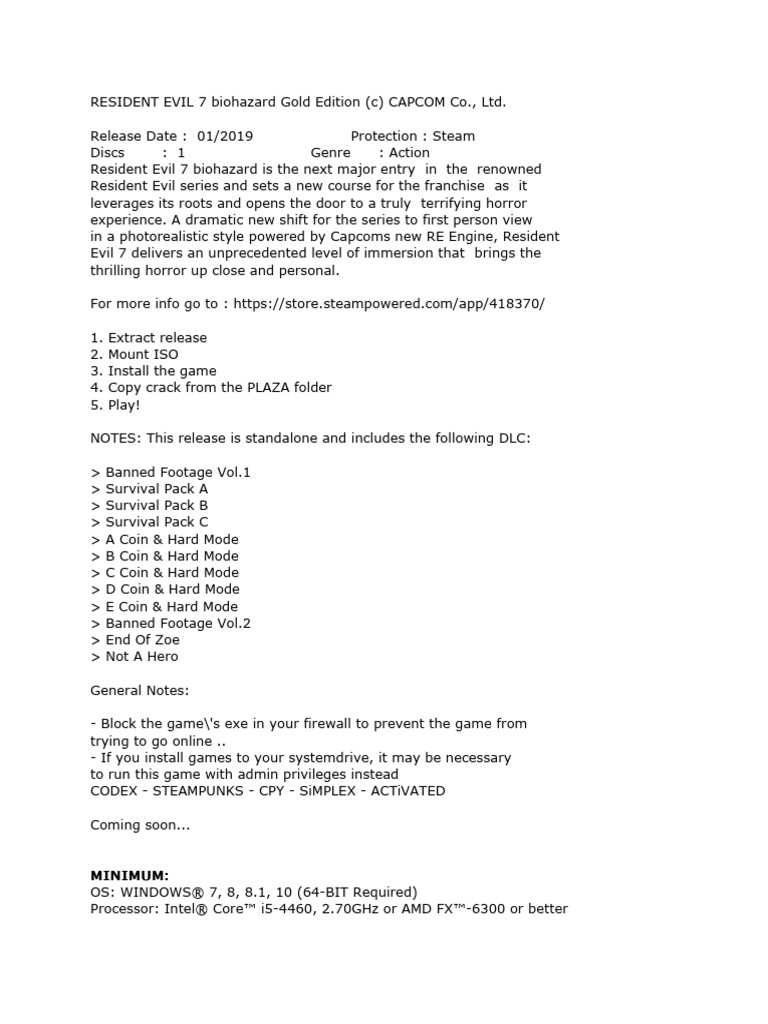Resident Evil 7 | PDF | Computing | Computer Hardware