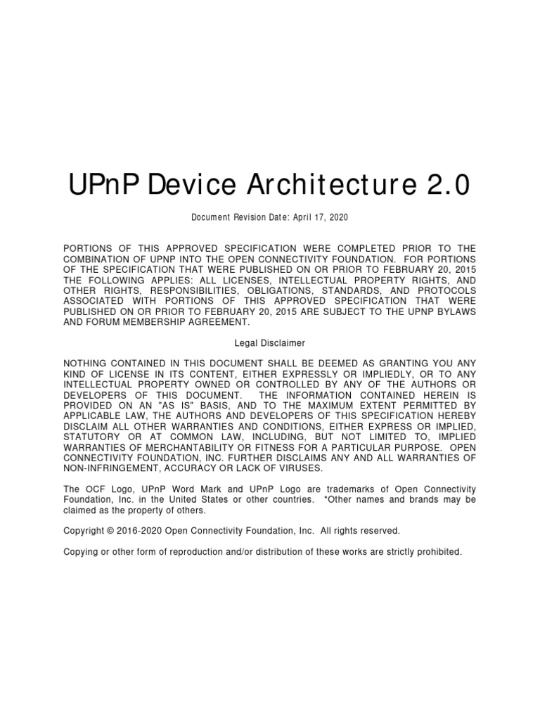 UPnP Arch DeviceArchitecture v2.0 20200417 | PDF | Ip Address ...