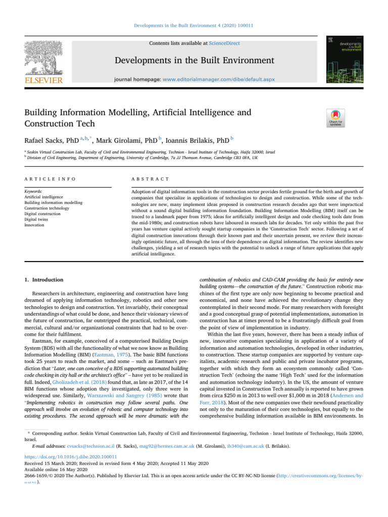 Building Information Modelling Artificial Intelligence and | PDF ...