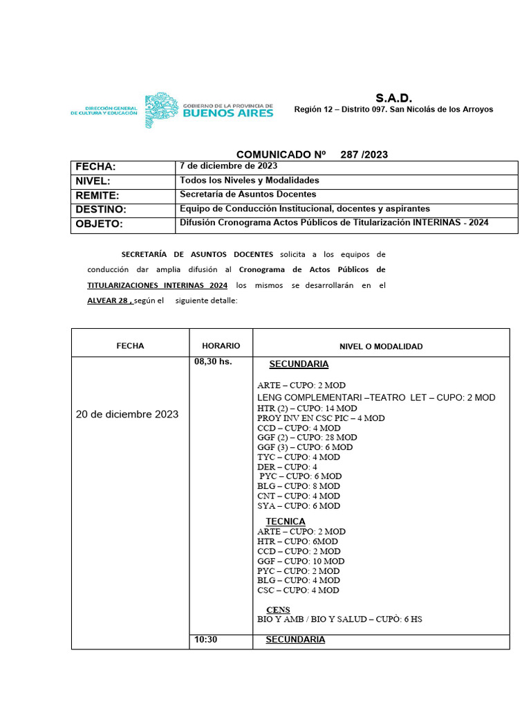 Comunicado 287 - 2023 Ti | PDF