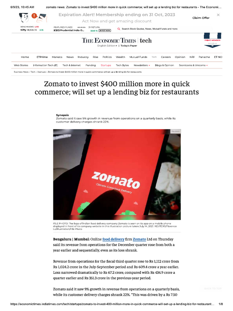 Zomato Article | PDF