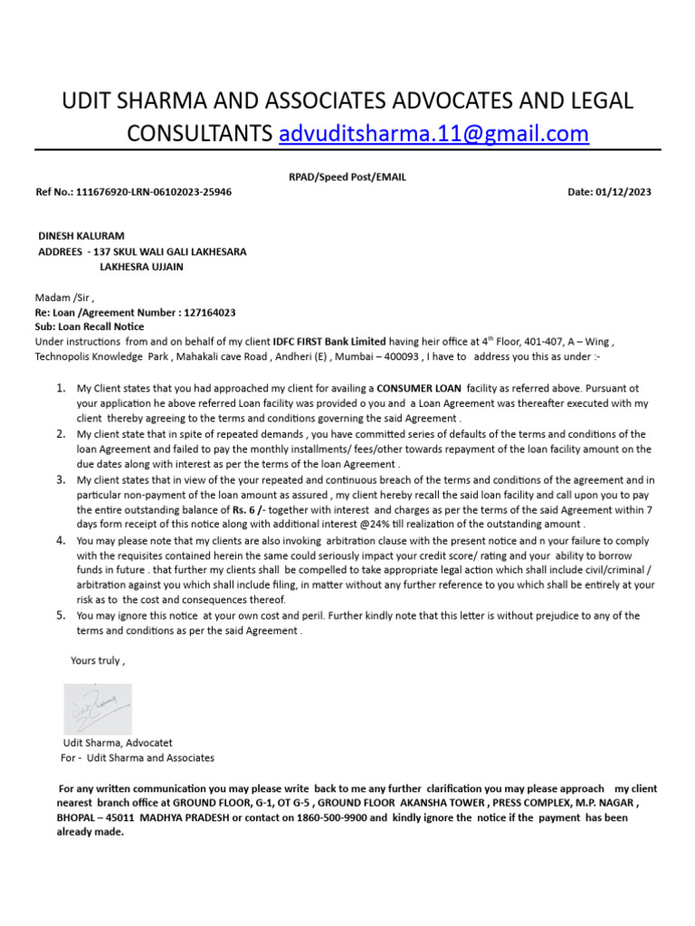 Notice | PDF | Loans | Interest