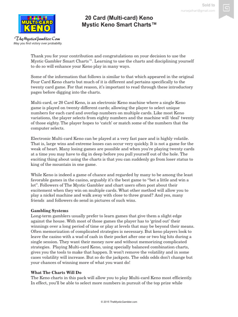 20-Card - Keno - Smart - Charts - CDR - Valued Customer | PDF ...