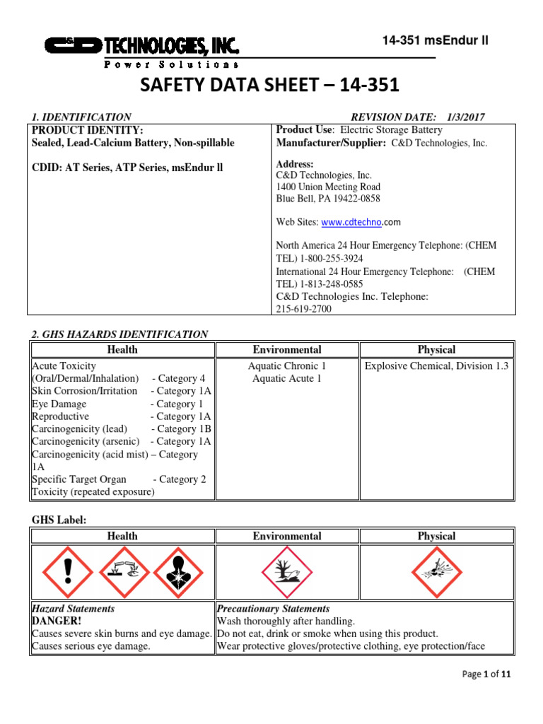 MSEndurII MSDS | PDF | Sulfuric Acid | Water