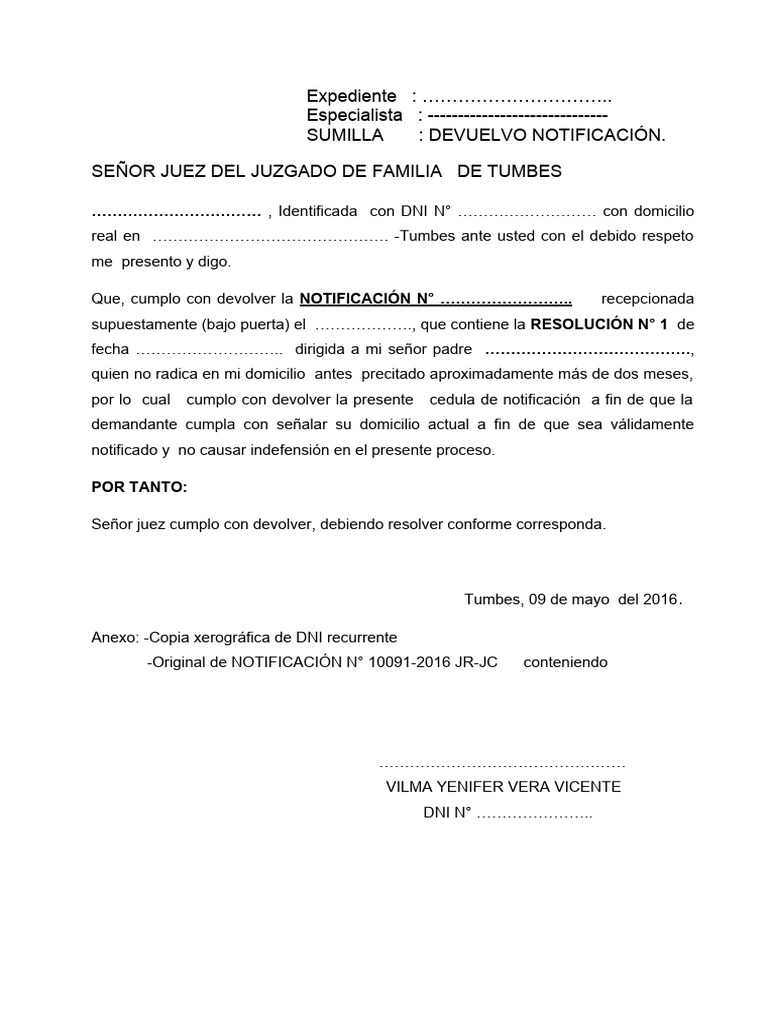 Devuelvo Notificación. | PDF | Judicaturas