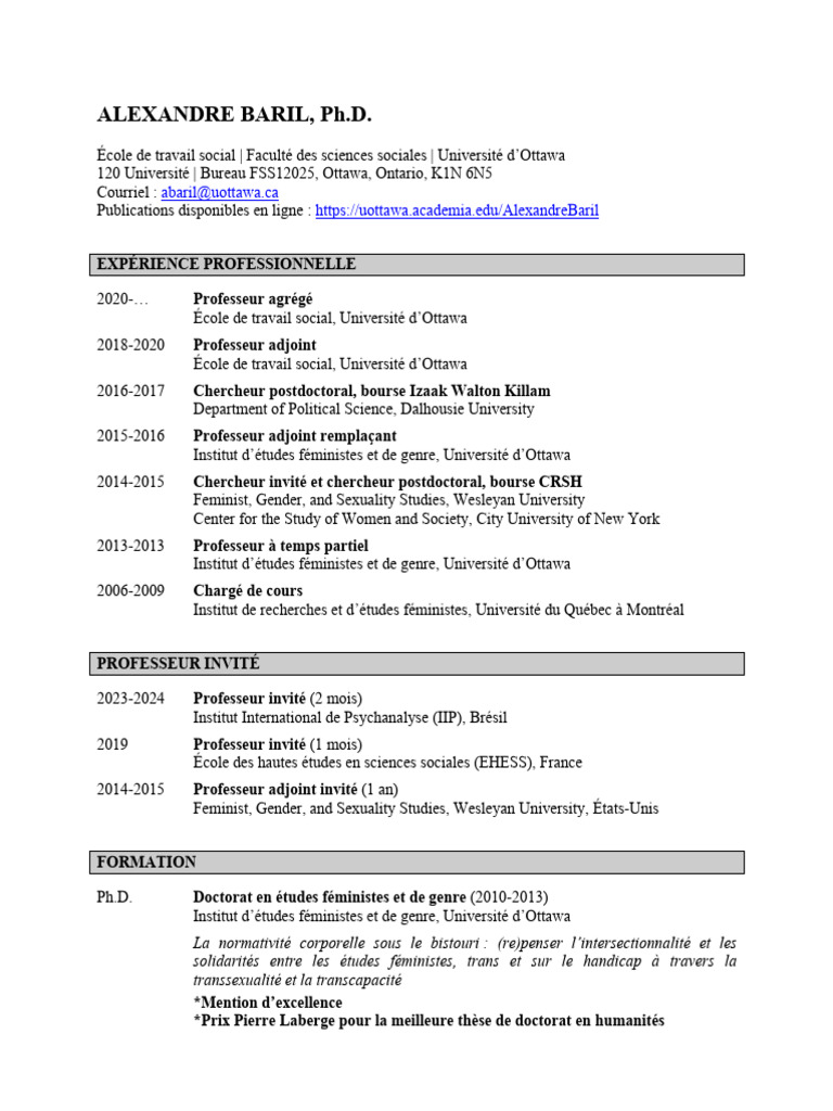 CV Francais CV French | PDF