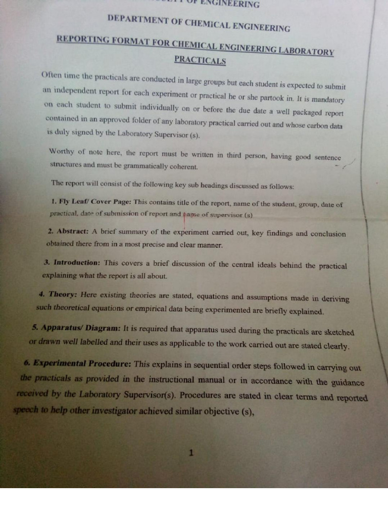 Chemical Practical Report Format | PDF