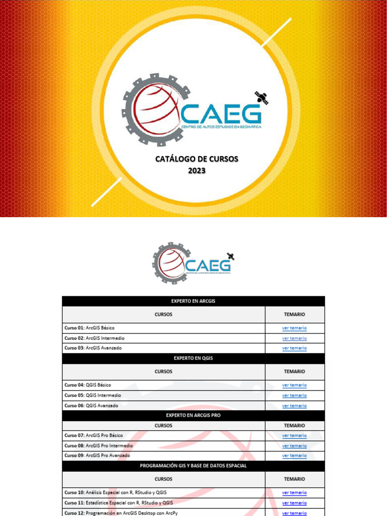 Catálogo de Cursos - CAEG 2023 | PDF | Arc Gis | Ingeniería de software
