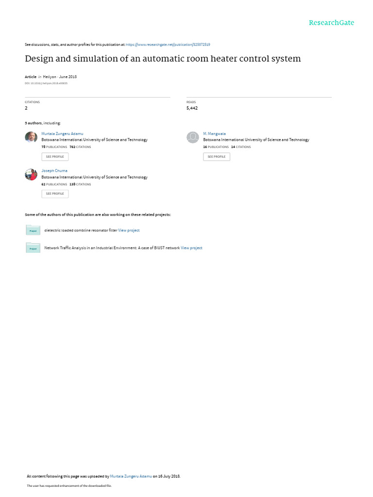 Design and Simulation of An Automatic Room Heater Control System | PDF