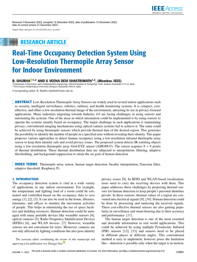 Real-Time Occupancy Detection System Using Low-Resolution Thermopile Array Sensor For Indoor ...