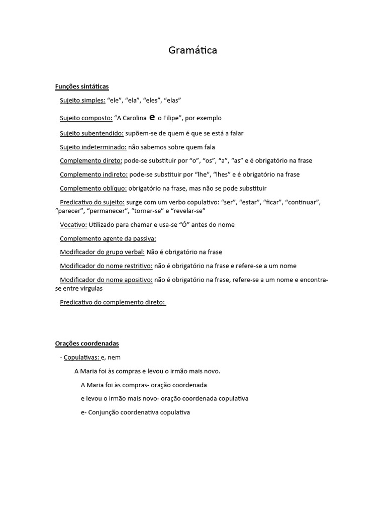 Resumos Gramática | PDF