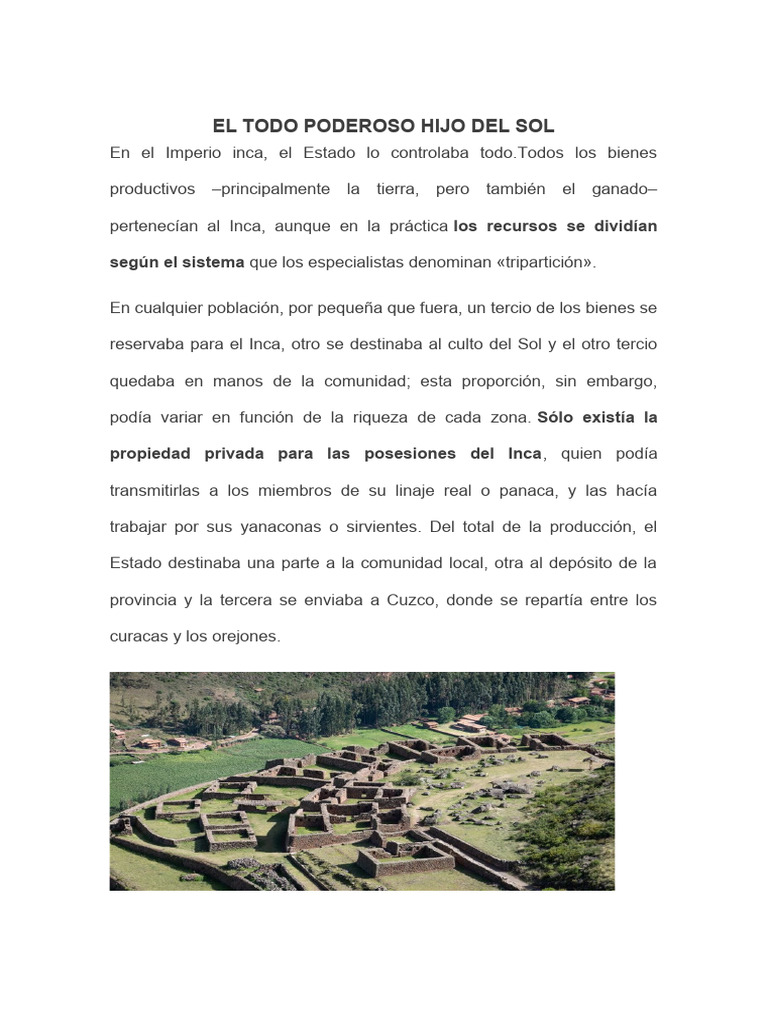 El Todo Poderoso Hijo Del Sol | PDF | Imperio Inca | Perú