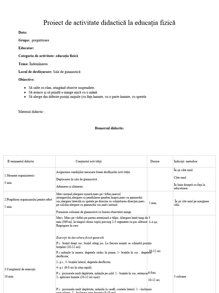 Proiect Ed Fizica 07 | PDF