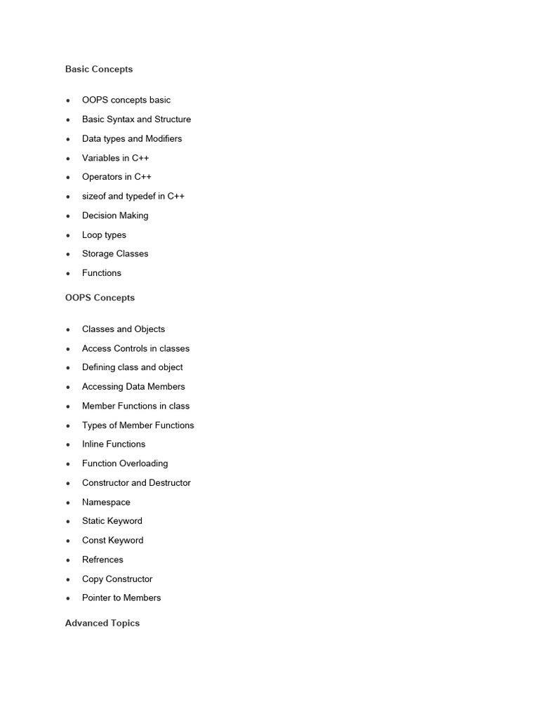 Basic Concepts | PDF | C++ | Method (Computer Programming) Basic Concepts | PDF | C++ | Method (Computer Programming)