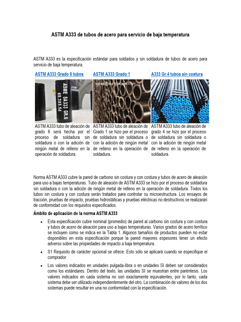 ASTM A333 Tubos de Acero para Servicio de Baja Temperatura | PDF | Construcción | Soldadura