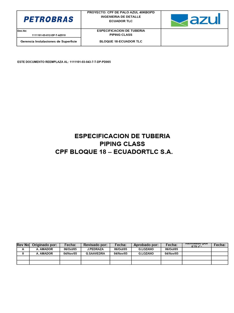Piping Class Petrobras | PDF