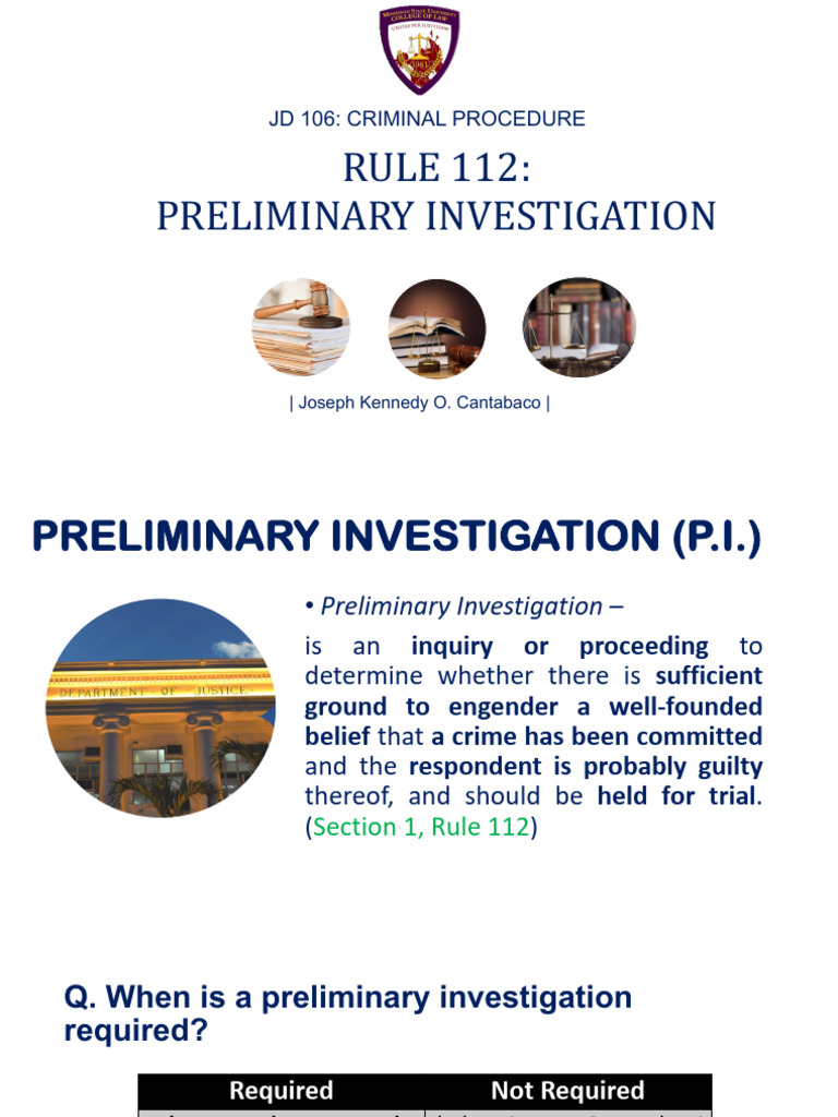 JD 106 - Rule 112 | PDF | Prosecutor | Complaint