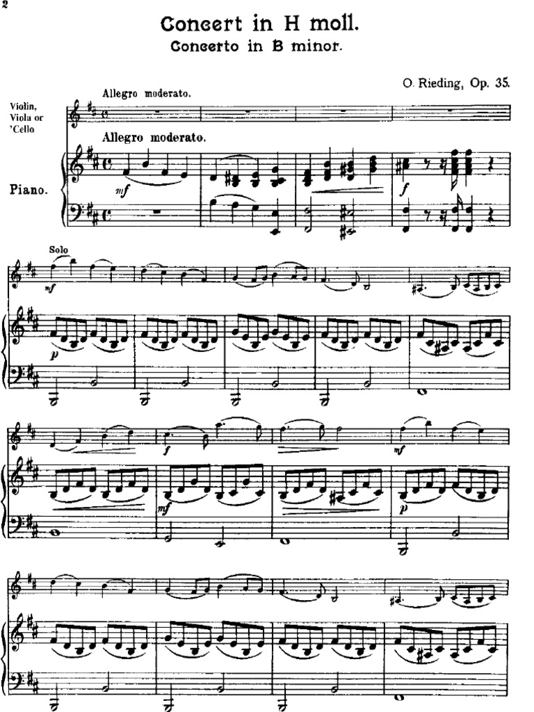 Rieding Violin Concerto Op. 35 Partitura Do Acompanhamento de Piano e Do Violino | PDF