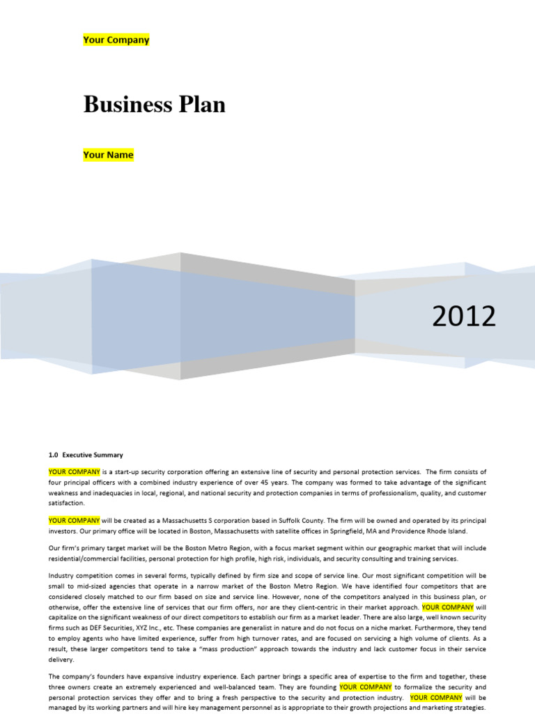 Business Plan Sample | Download Free PDF | Startup Company | Small ...