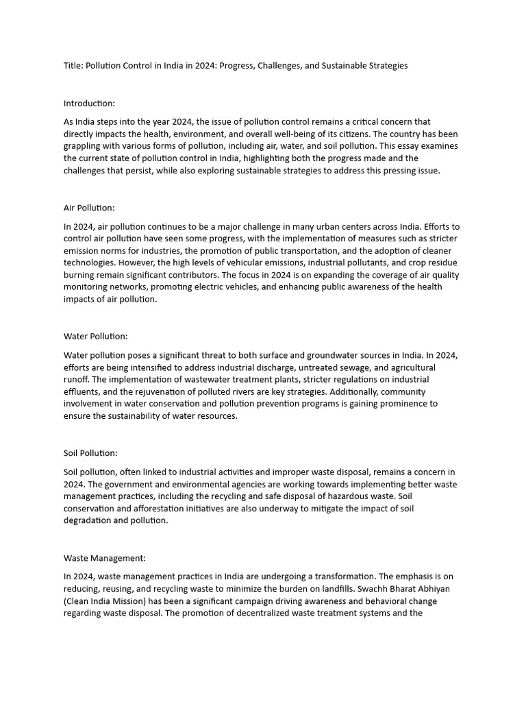 Pollution Control in India in 2024 | PDF | Waste Management | Waste