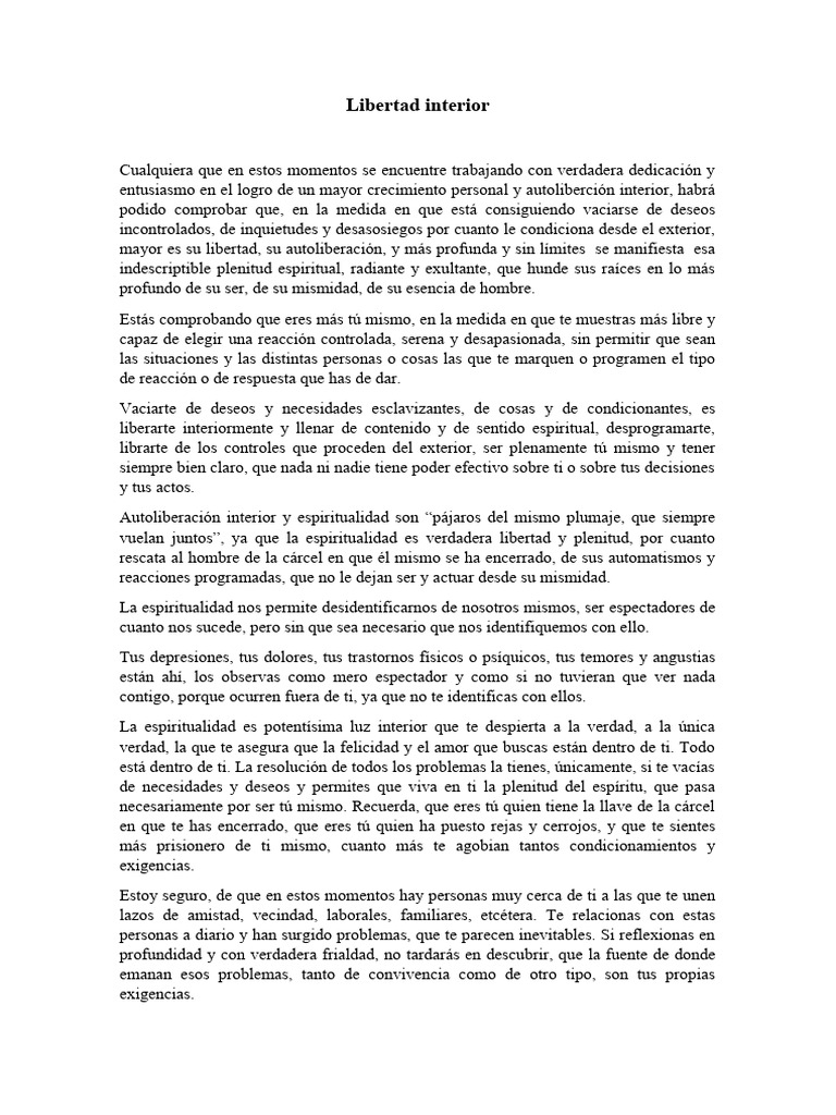 Libertad Interior | Descargar gratis PDF | Amor