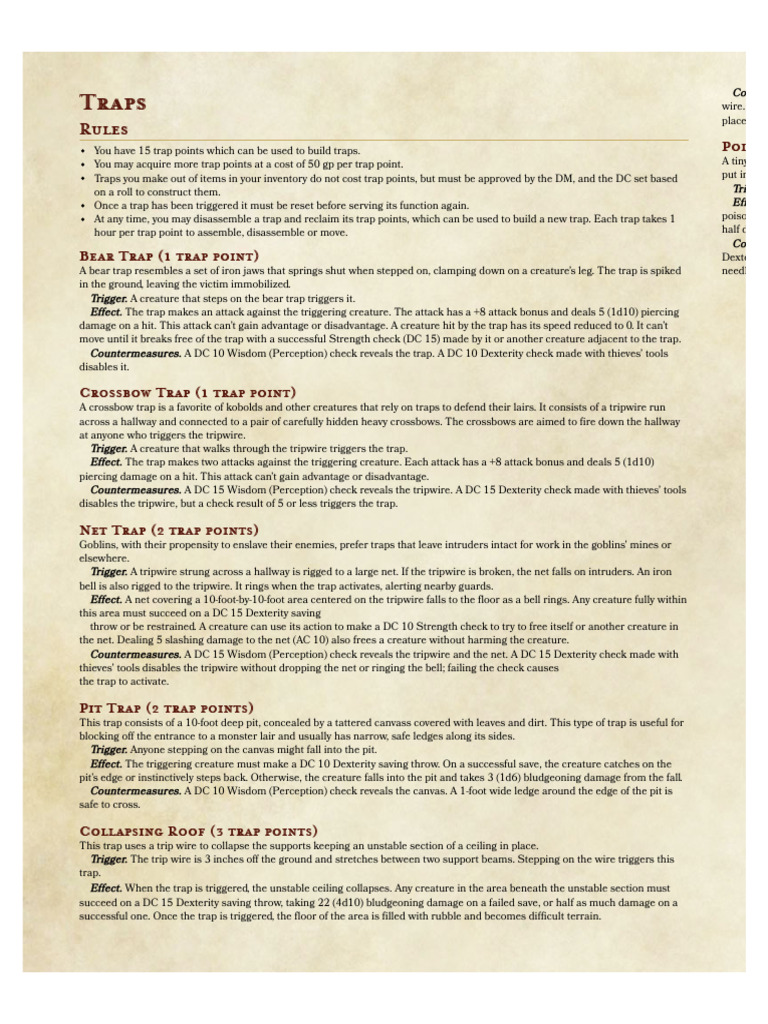 Trap Building Guide for RPGs | PDF