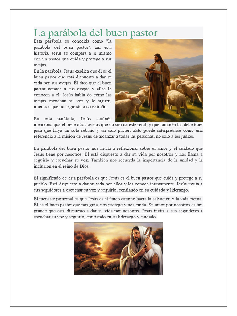 La Parábola Del Buen Pastor | PDF