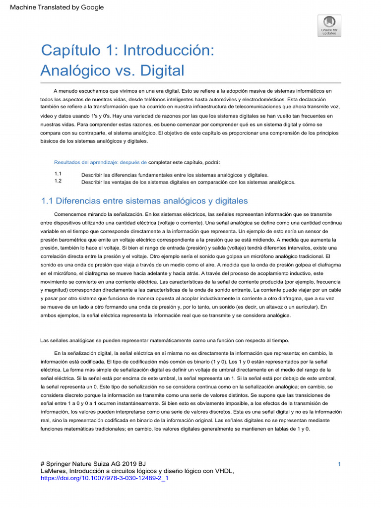 Chapter 1 Introduction Analog Vs Digital Pdf Señal Analoga
