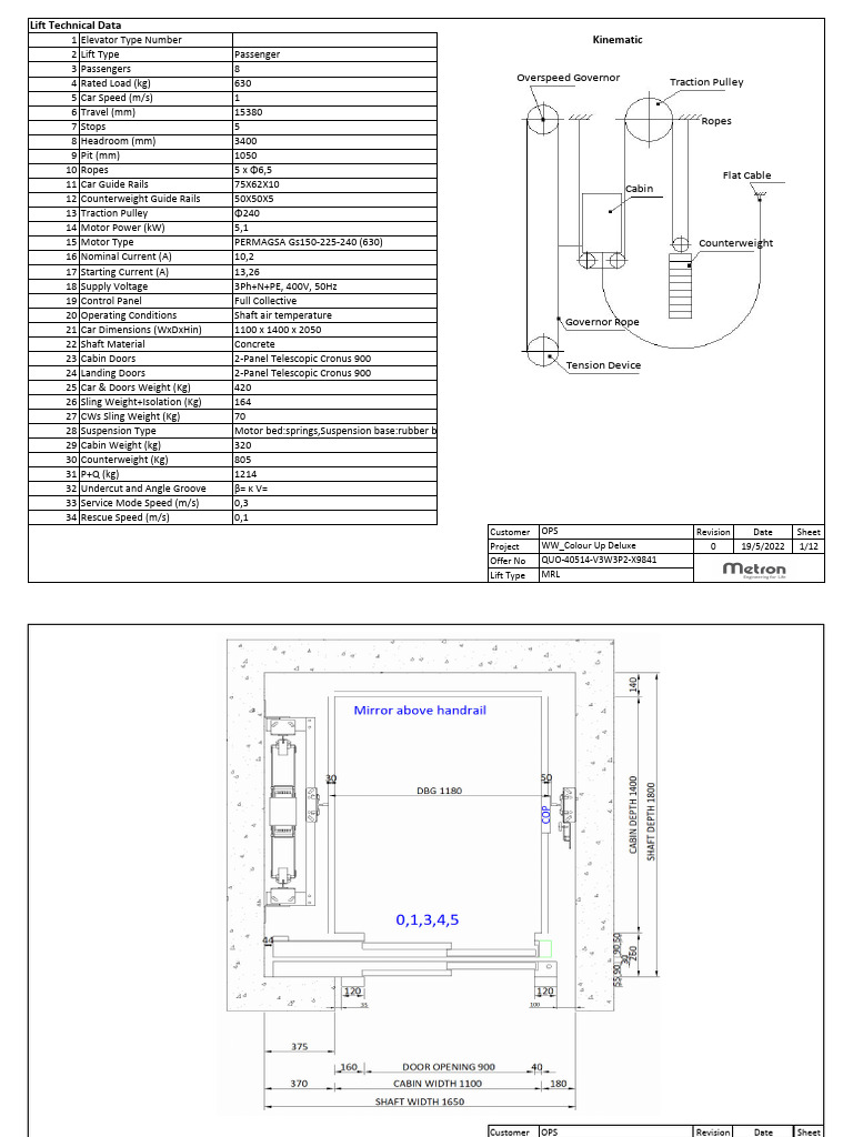 Lift Technical Specifications and Drawings | PDF | Elevator | Equipment