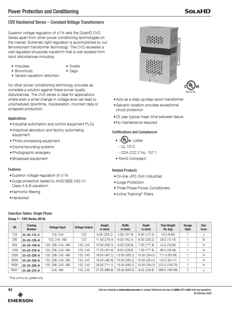 Catalog Cvs Hardwired Series Transformers Solahd en Us 7438570 | PDF ...