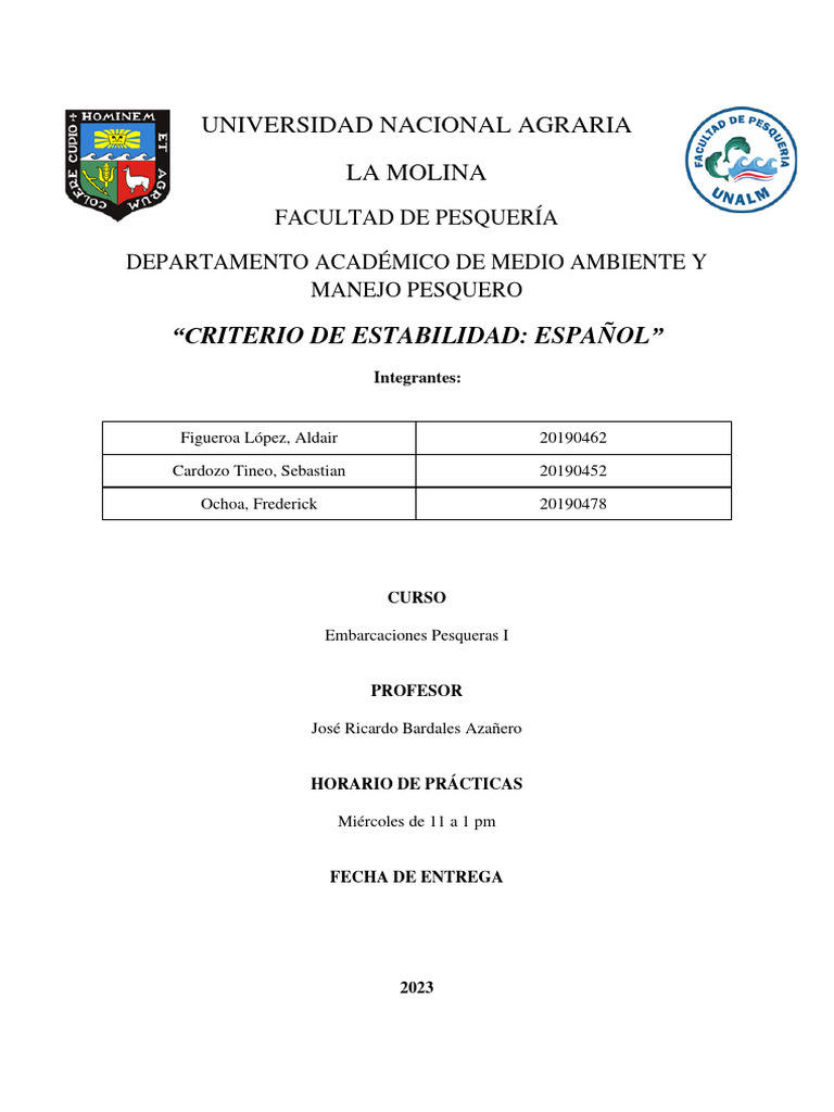 Estabilidad de Buques Pesqueros: Criterios | PDF | Buques | Envío