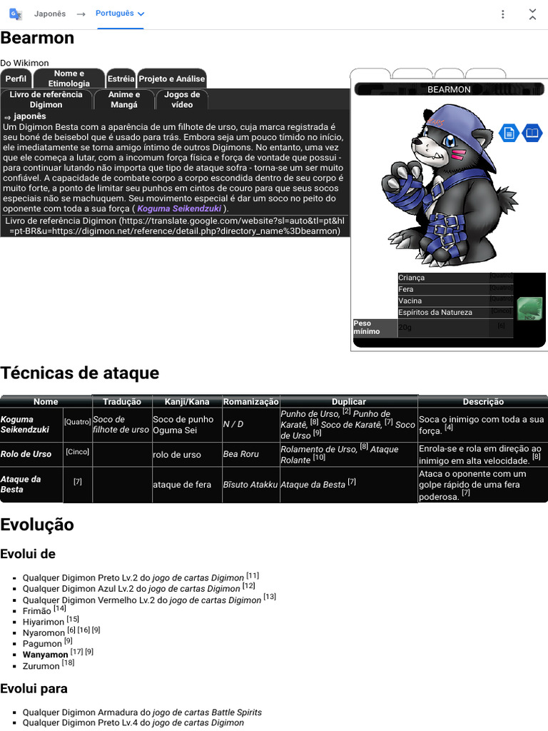 Bearmon - Wikimon - O Wiki Digimon Nº 1 | PDF