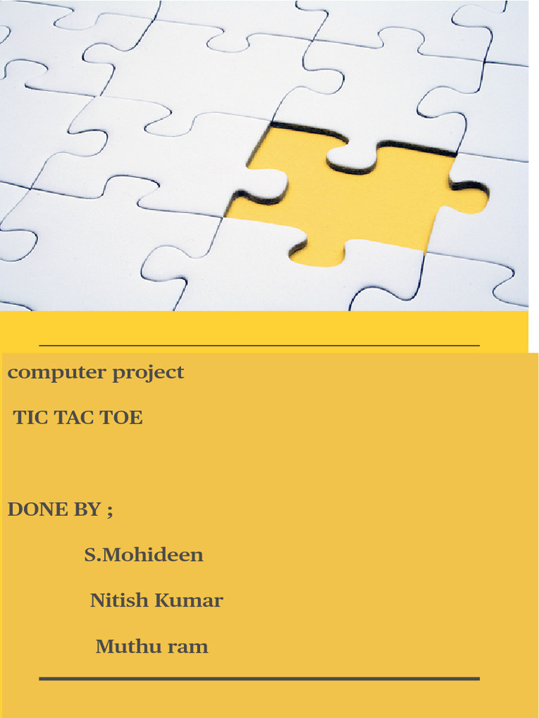 Computer Science Tic Tac Toe Project Pdf