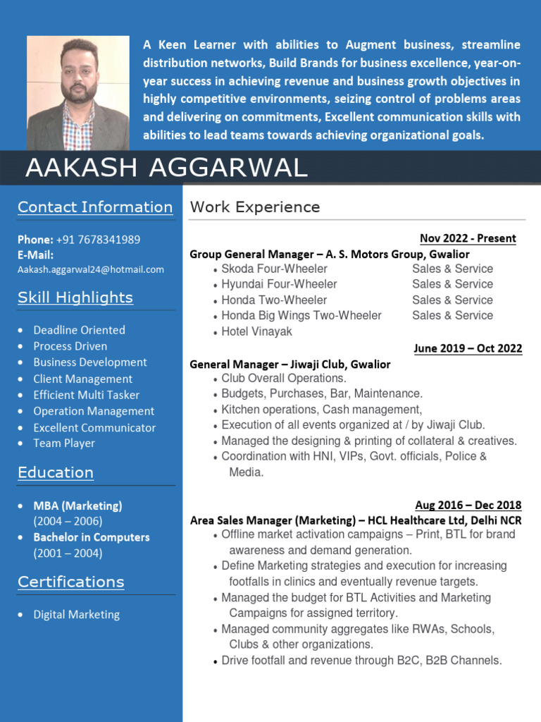 Aakash CV - 23 | PDF | Marketing | Sales