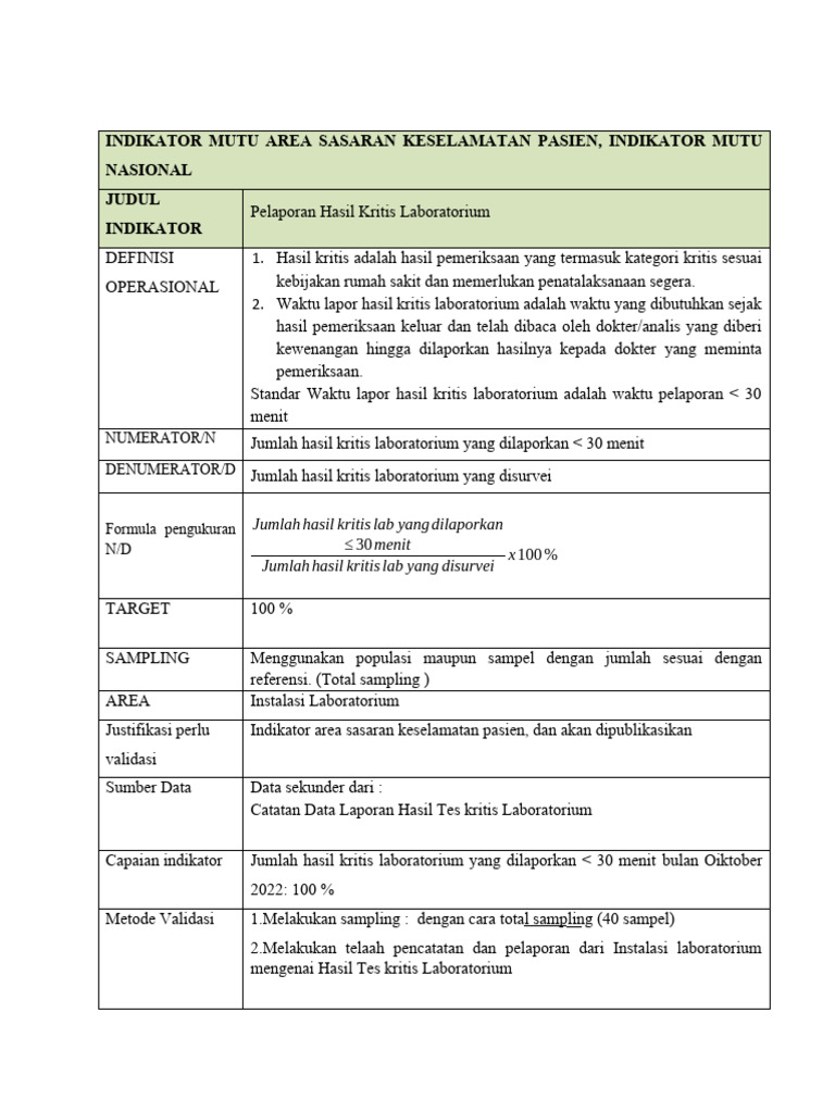 VALIDASI DATA Lab OKT 22 | PDF