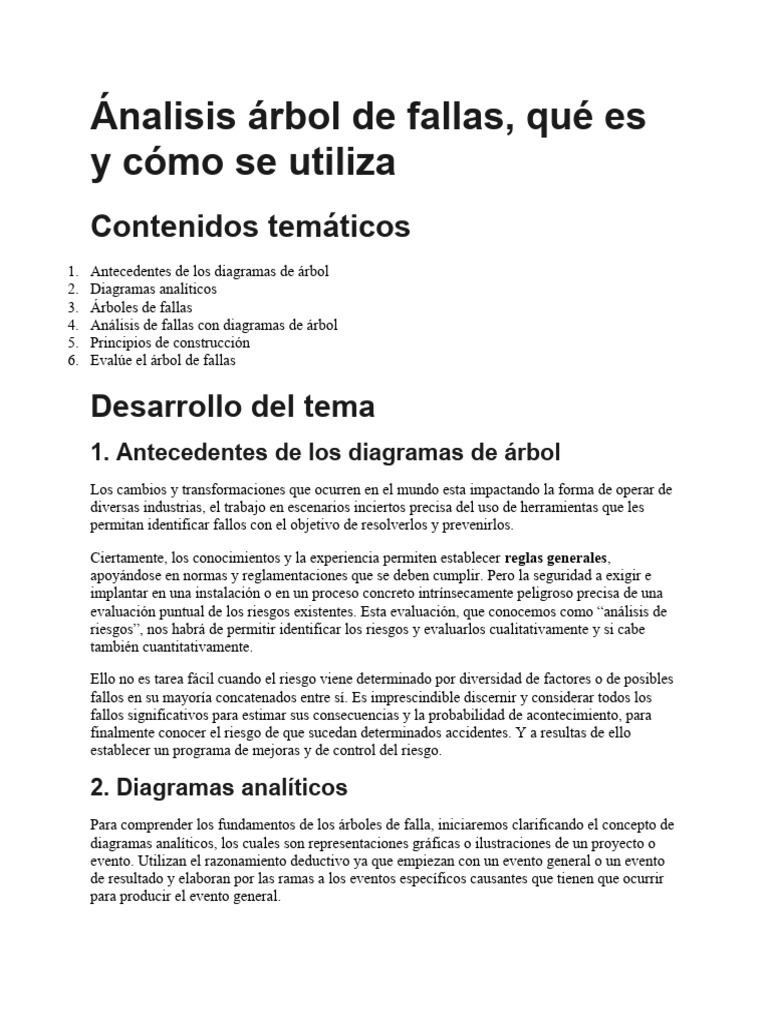 Ánalisis Árbol de Fallas | PDF