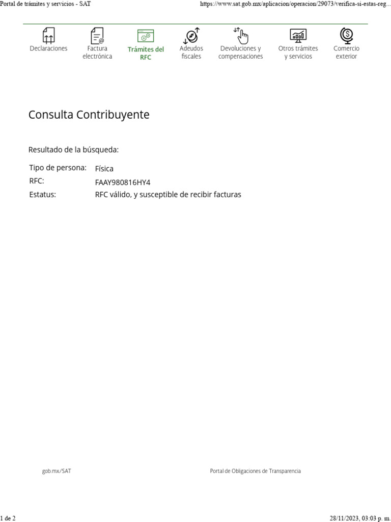 Consulta de RFC Válido para Facturas | PDF