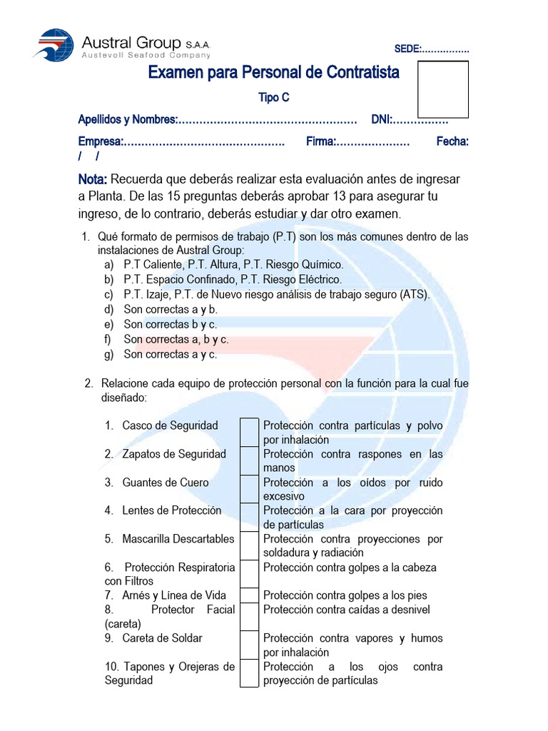Examen C - Contratistas | PDF