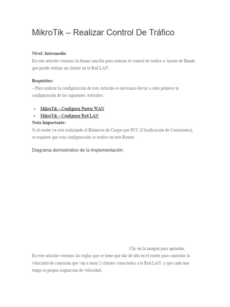 MikroTik Realizar Control de Tráfico | PDF | Enrutador (Computación ...