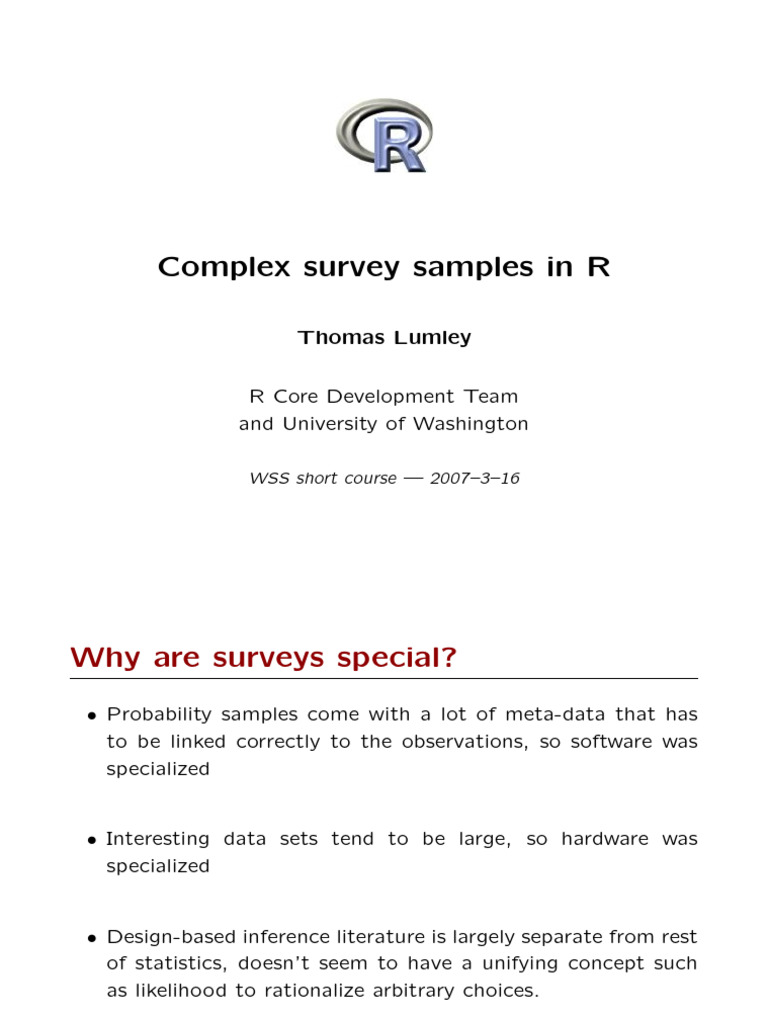 Complex Survey Samples in R | PDF