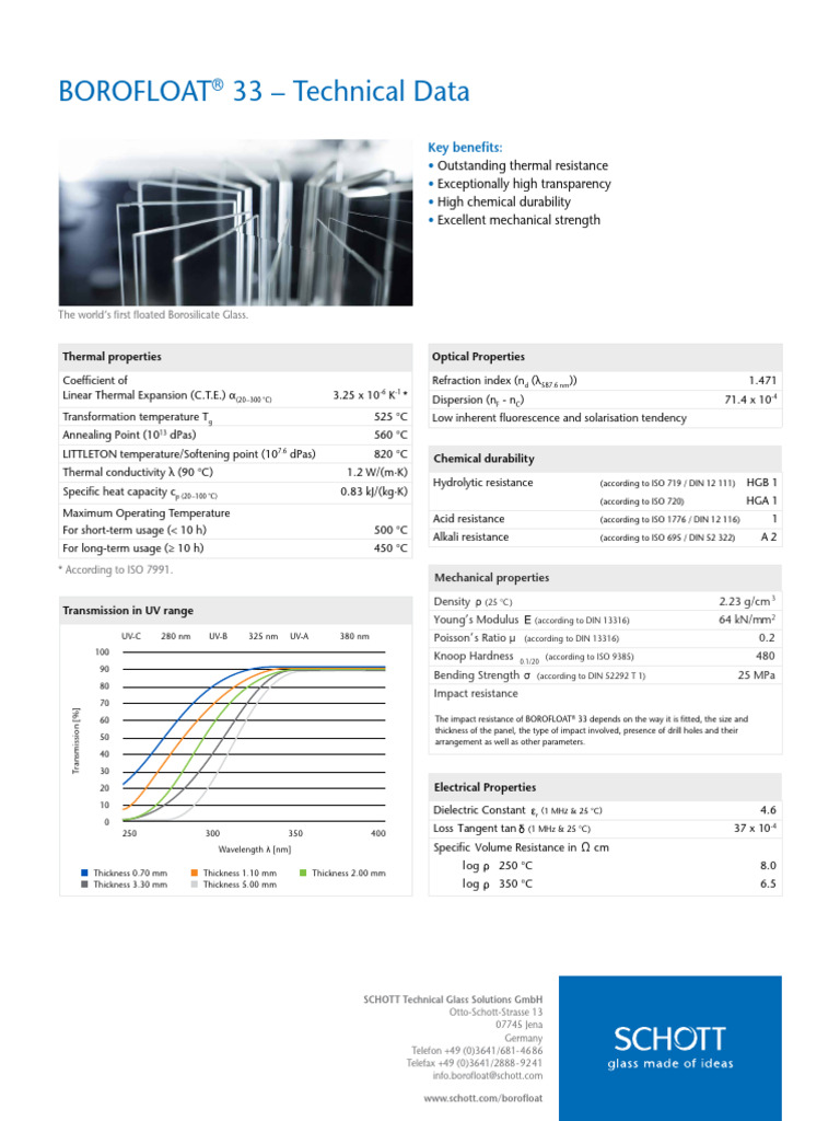 Schott Borofloat Technical Data Sheet English | PDF | Glasses | Applied And Interdisciplinary ...