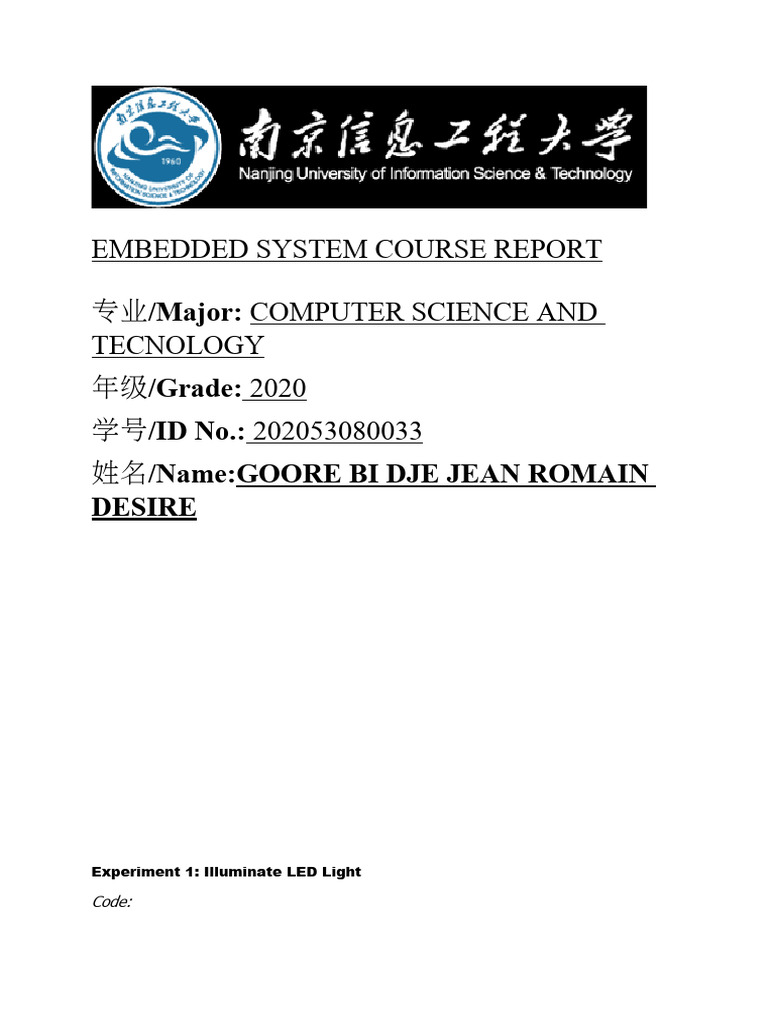 Embedded System Course Report | PDF | C (Programming Language) | Systems Engineering
