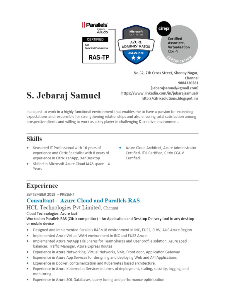Jebaraj Samuel June 2023 | PDF | Citrix Systems | Microsoft Azure