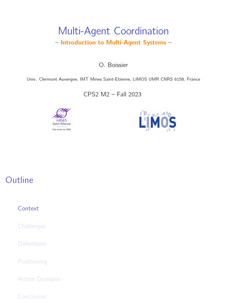 Lecture Introduction Mas | PDF | System | Artificial Intelligence