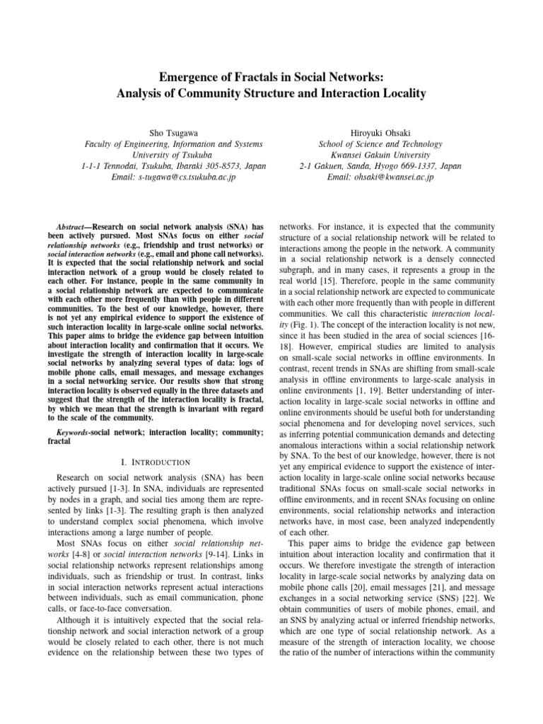 Emergence of Fractals in Social Networks - Analysis of Community Structure and Interaction ...