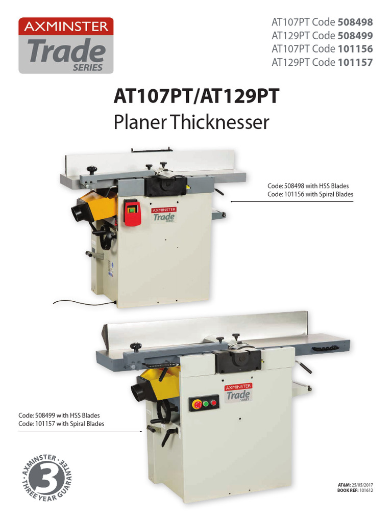 Planer Thicknesser User Manual | PDF
