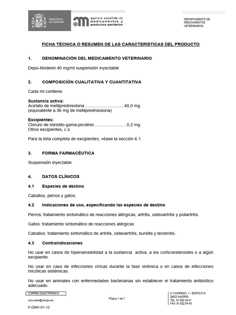 Uso y características de Depo-Moderin | PDF | Medicamentos con receta | Inyección (medicina)